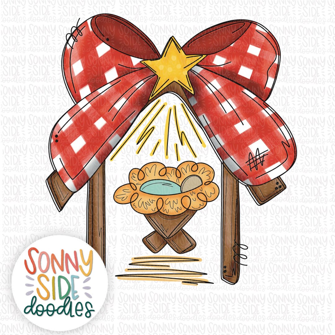 Bow Nativity Coquette Christmas Sublimation PNG Design | Hand Drawn ...