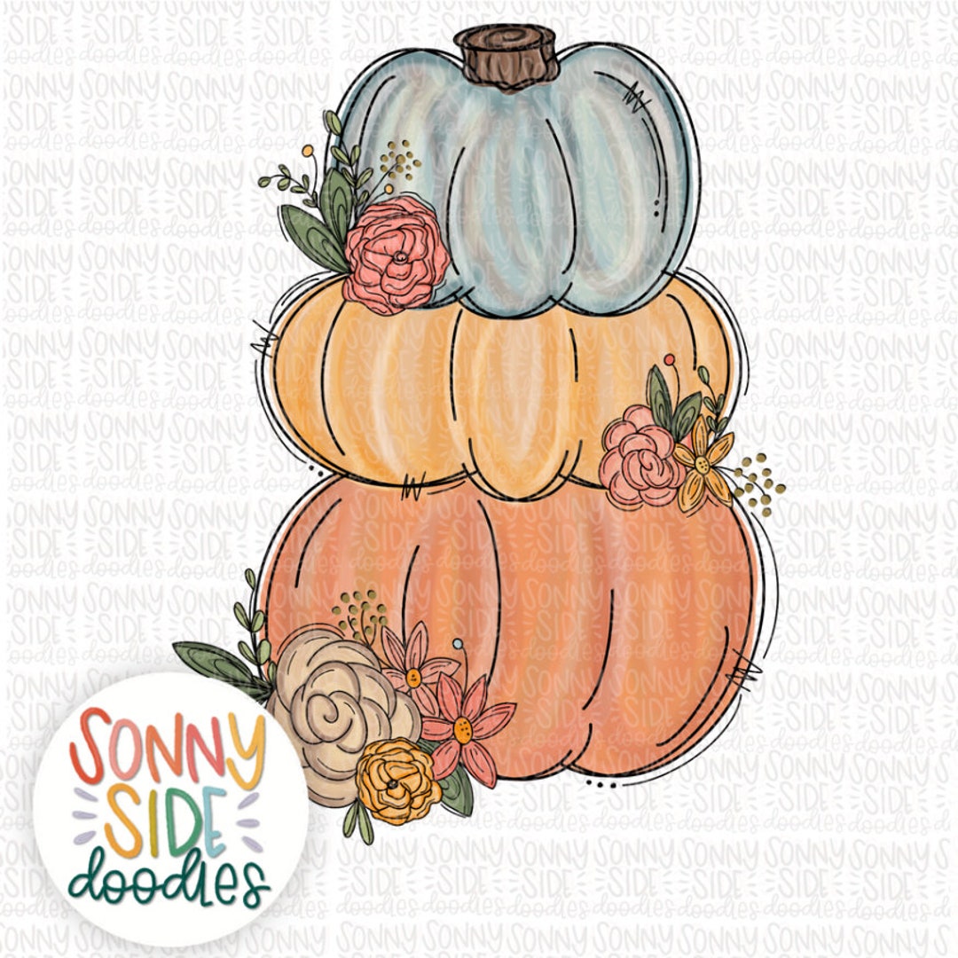 Painted Pumpkin With Florals Sublimation PNG Design | Hand Drawn ...