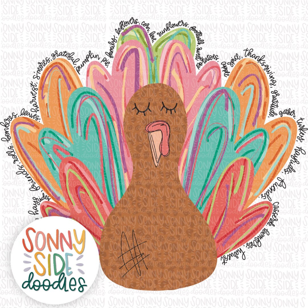 Word Turkey PNG | Colorful Turkey Png | Thanksgiving Sublimation Design ...