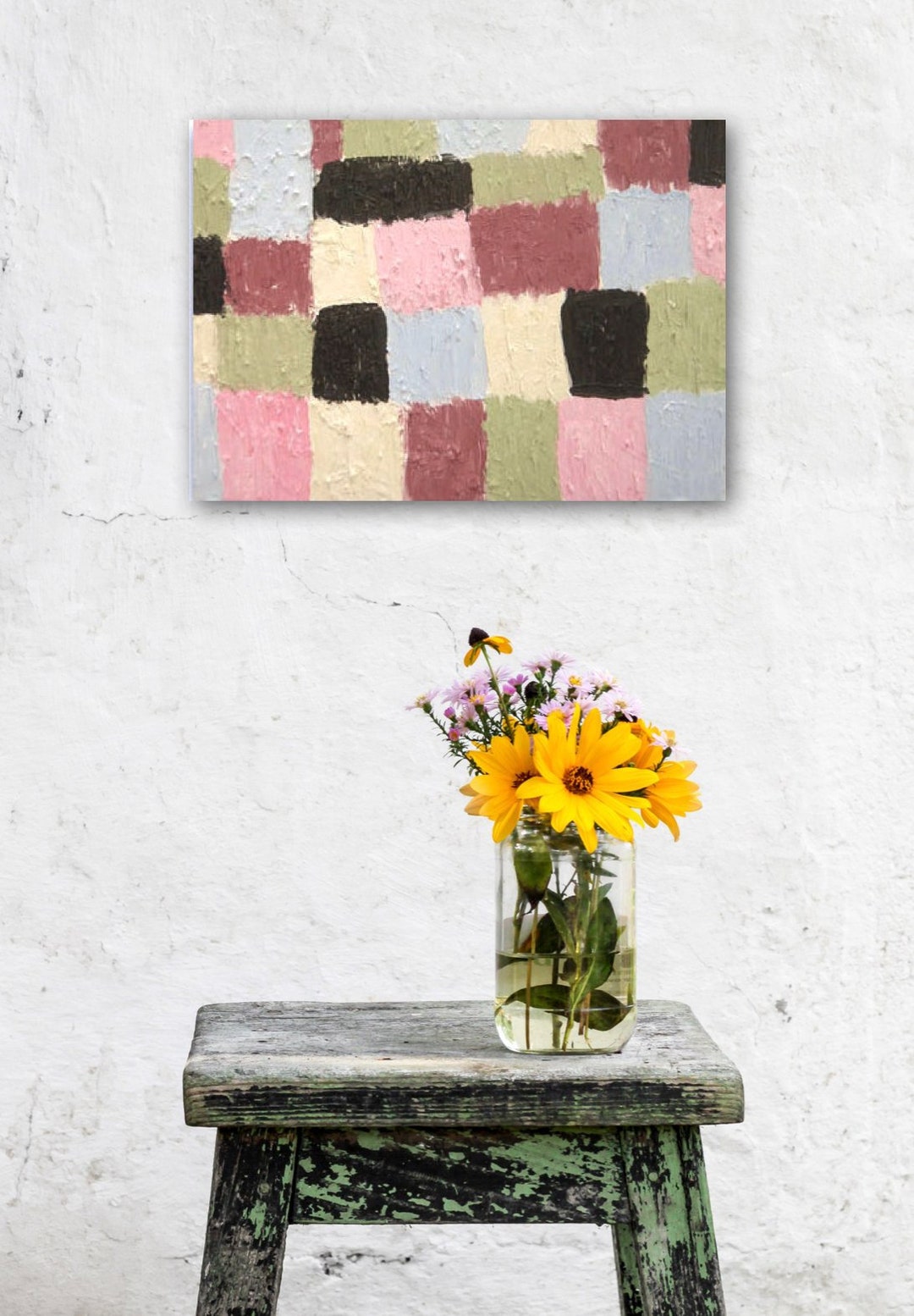 Rainbow Pastel Blocks Painting Original Abstract ,pretty Paintings ...