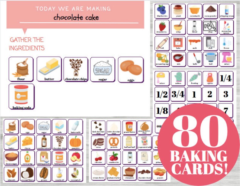 Baking Visual Cards Cooking Visual Board Baking Help for - Etsy