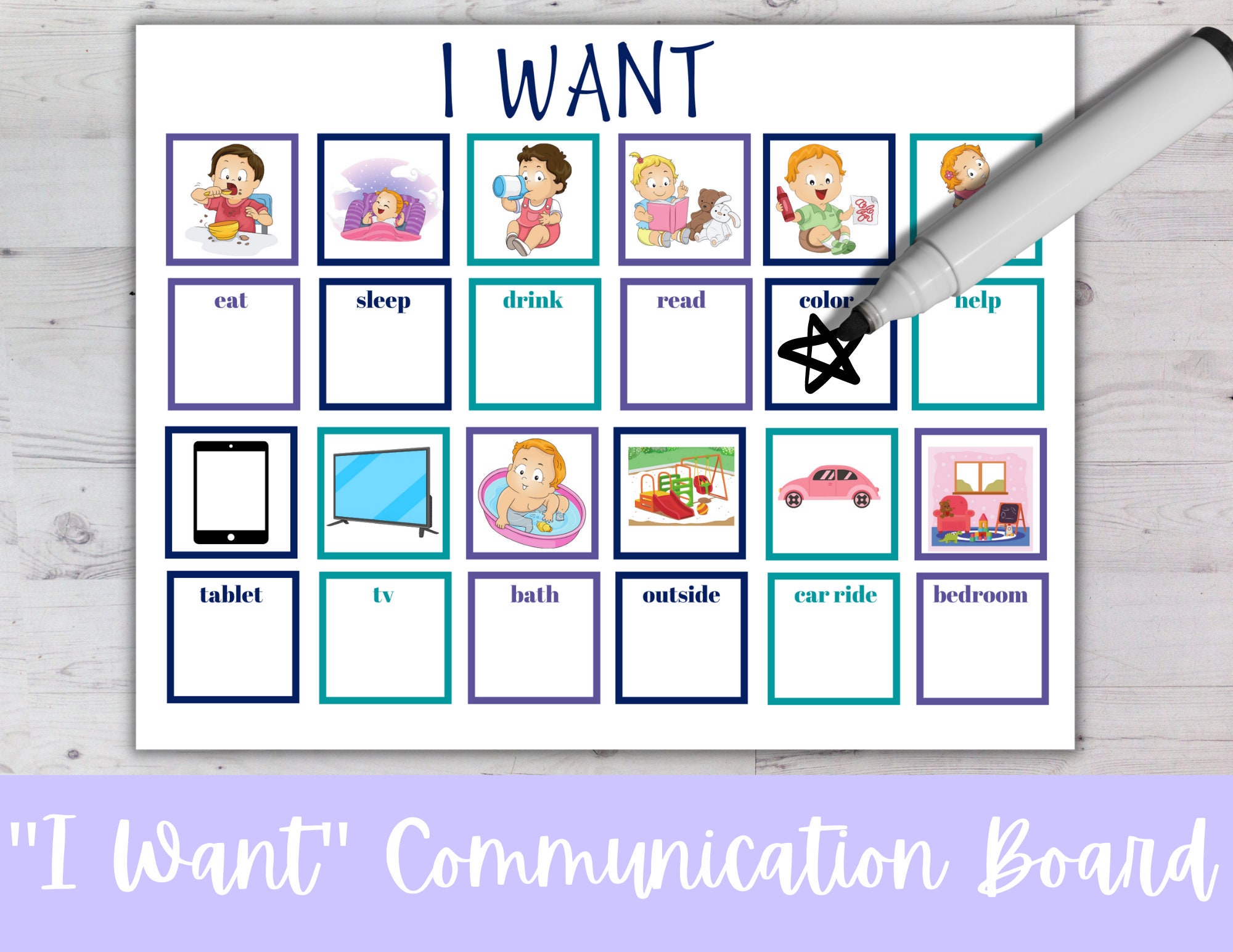 I Want Board Communication Board Sensory Visual Learning - Etsy