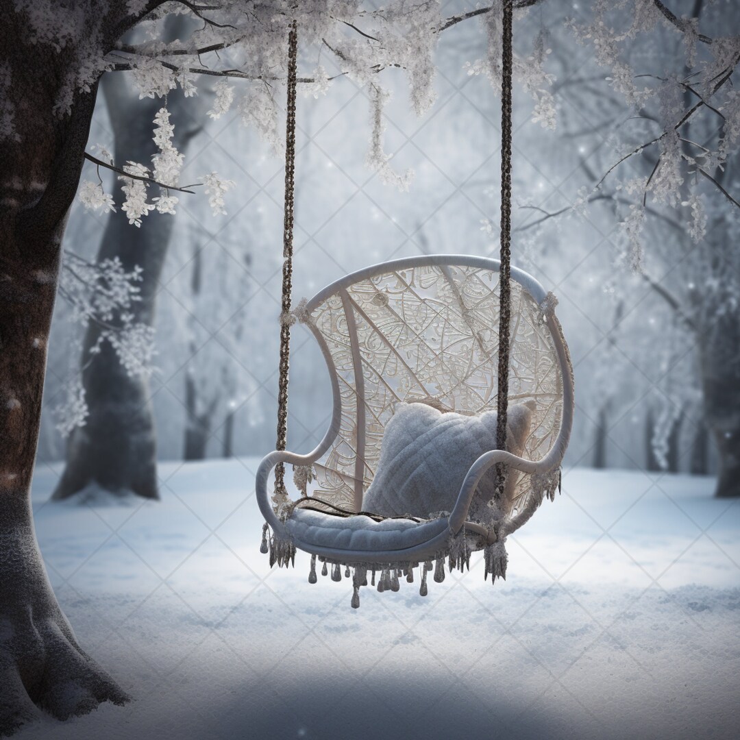 Winter Photography Backdrop Swinging Chair Photoshop Digital Download ...