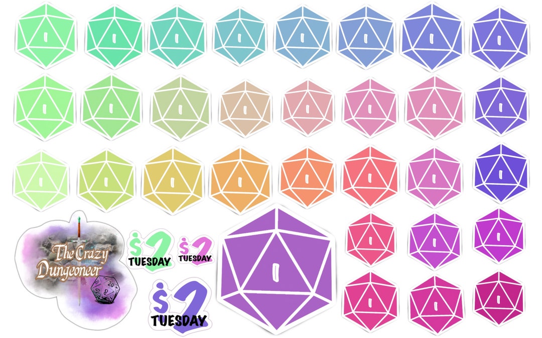 Digital Critical Failure D20 Die Cut Stickers for Digital Planners and ...