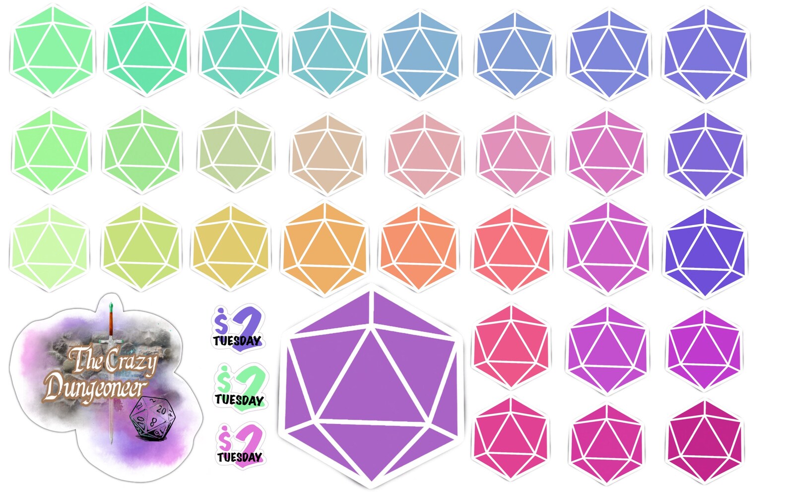 Digital Blank D20 Die Cut Stickers for Digital Planners and Digital ...