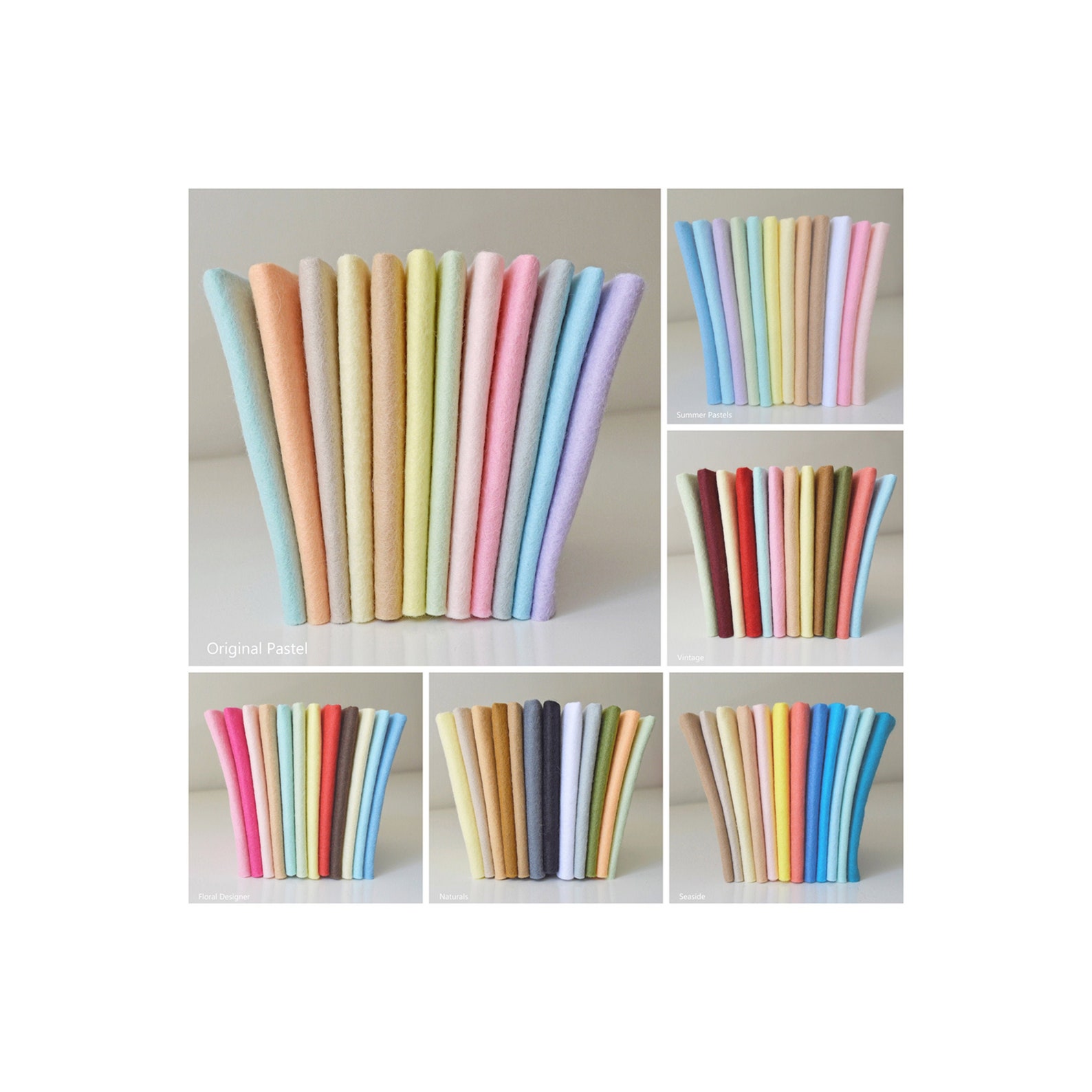 Wool Mix Felt Bundle Packs of 12 Sheets Choice of 6 Pastel - Etsy