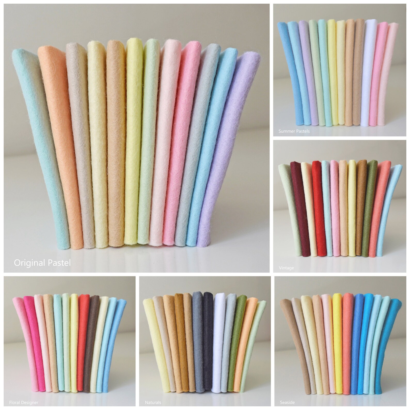 Wool Mix Felt Bundle Packs of 12 Sheets Choice of 6 Pastel - Etsy