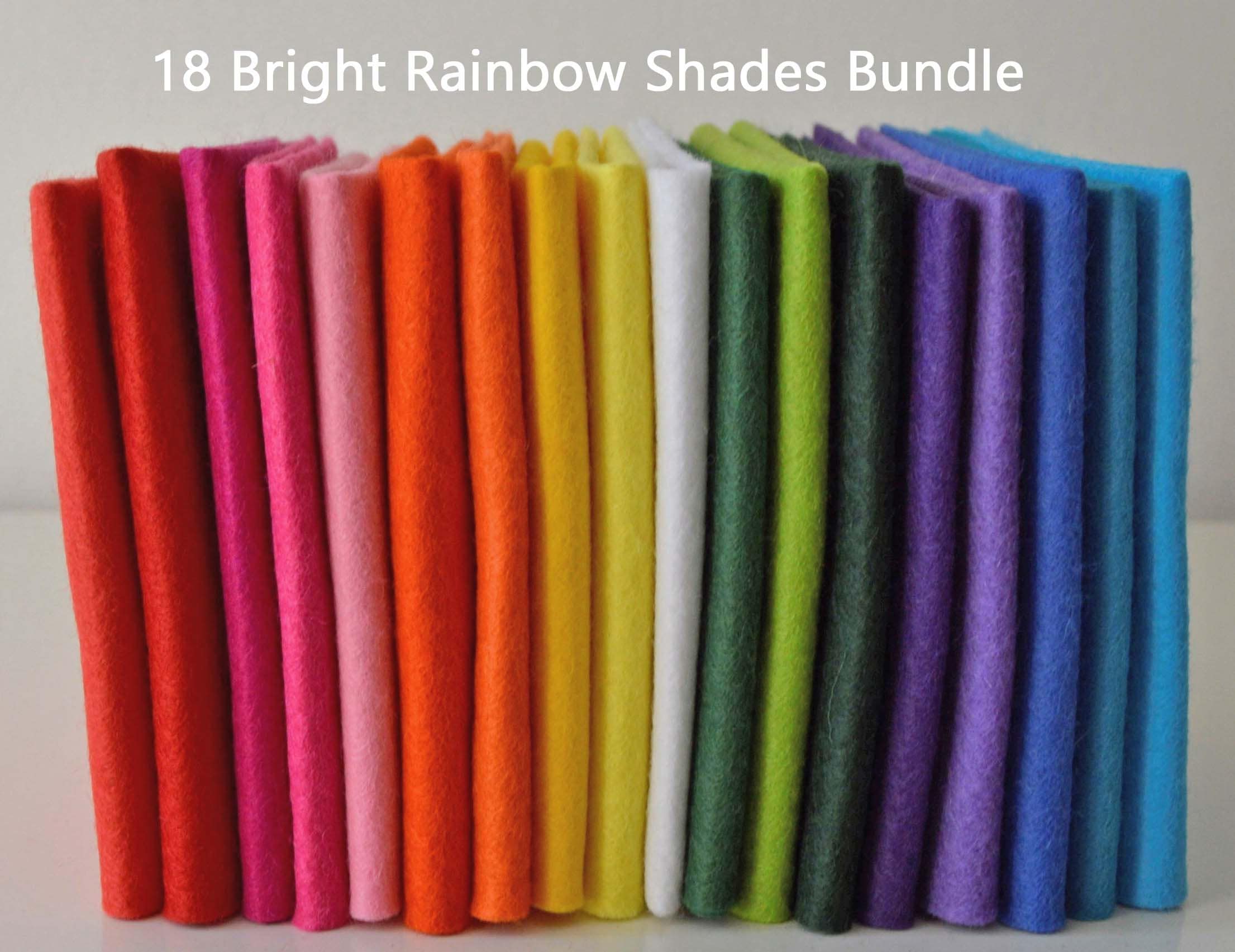 Wool Mix Felt Bundle | 18 Bright Rainbow Shades | Size Options - Etsy UK