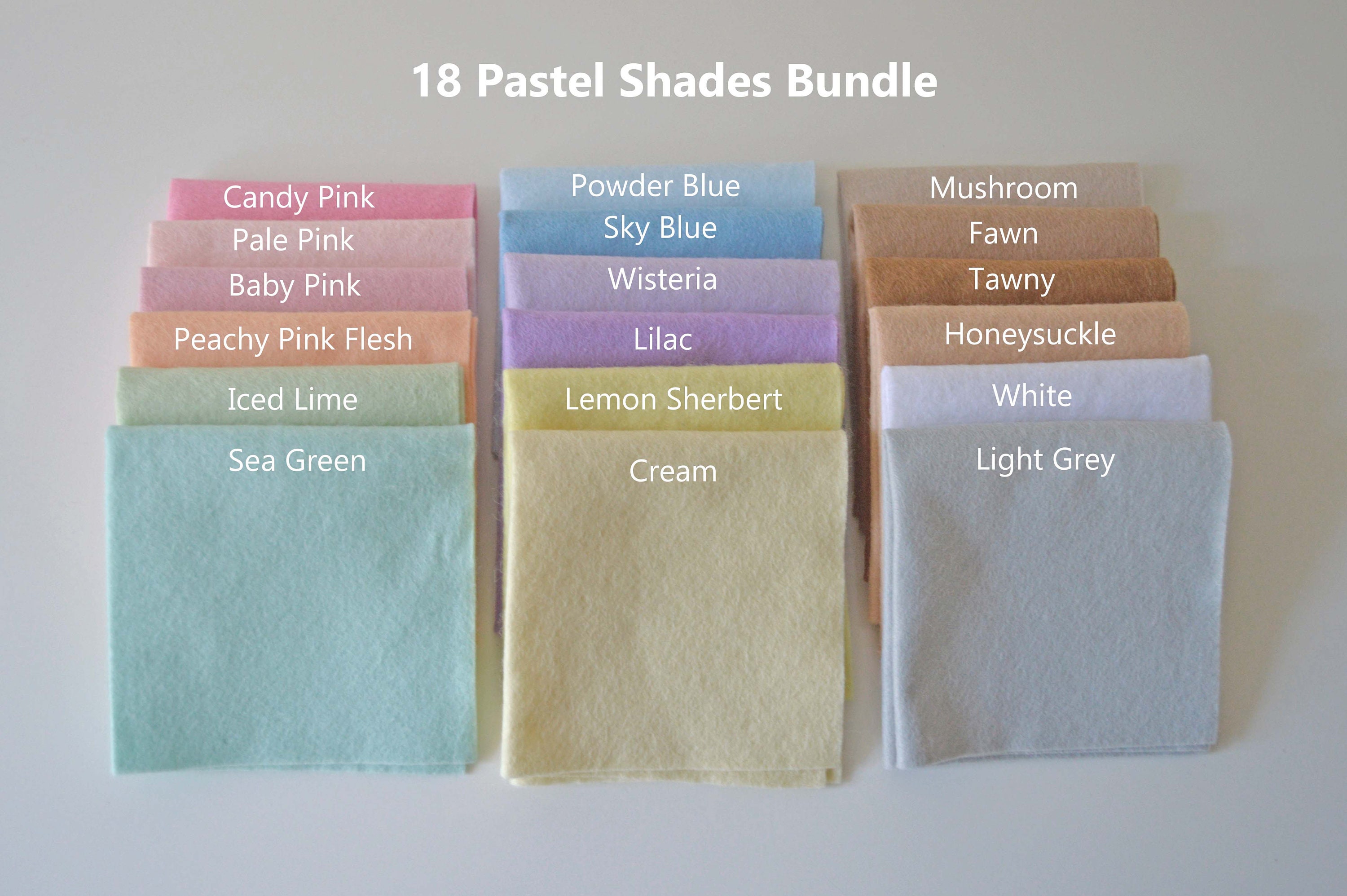 Wool Mix Felt Bundle 18 Pastel Shades Size Options - Etsy UK