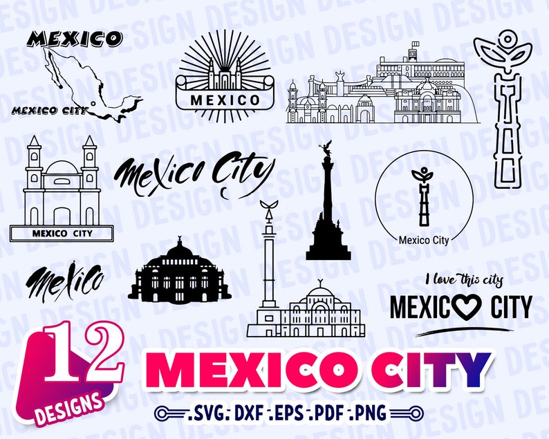 MEXICO CITY SVG Mexico silhouettes Mexico Vector Skyline | Etsy