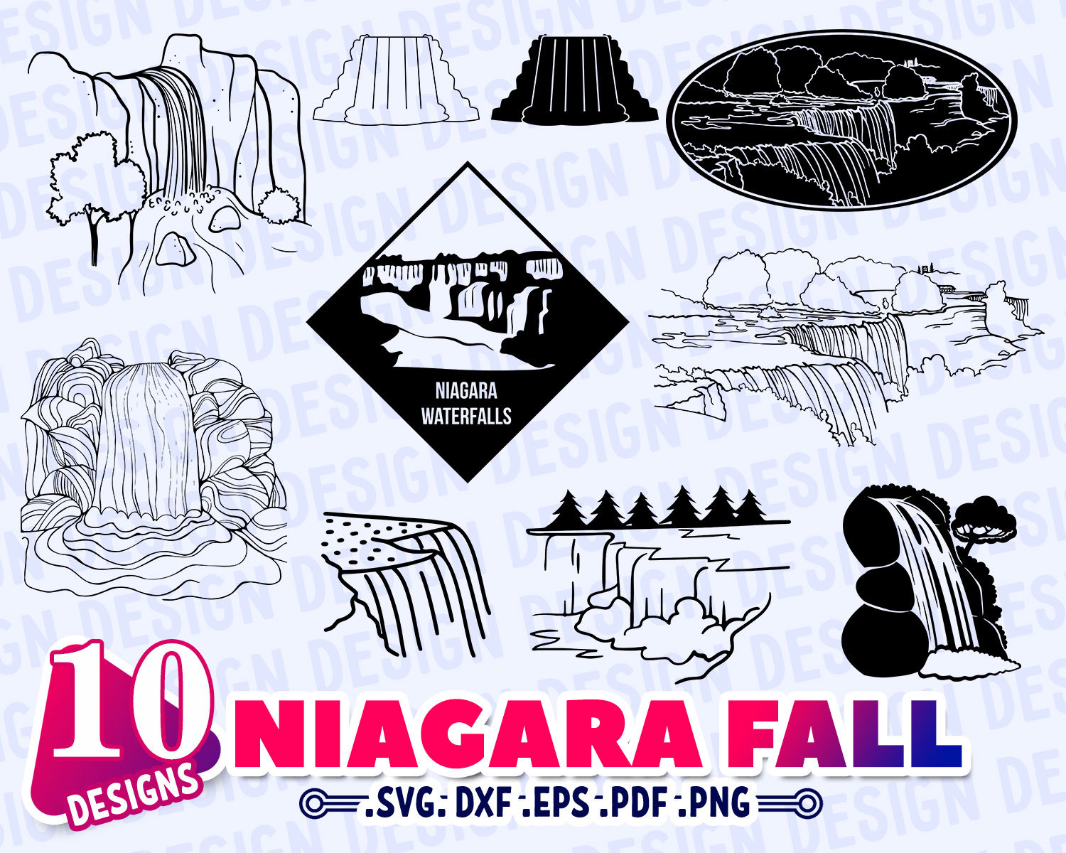 NIAGARA FALL SVG, Niagara Falls Travel Print, Niagara Falls Skyline ...