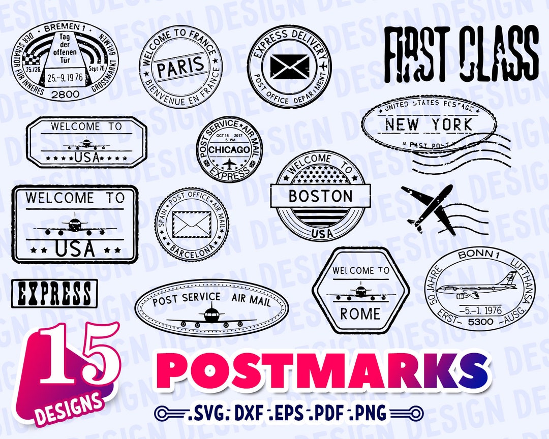 POSTMARKS SVG, Postmark Collection, Holiday Postmark, Svg Files, Early ...