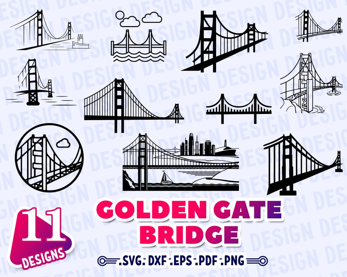 GOLDEN GATE BRIDGE Svg, San Francisco Svg, Golden Gate Svg, California ...