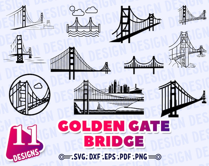 GOLDEN GATE BRIDGE Svg, San Francisco Svg, Golden Gate Svg, California ...