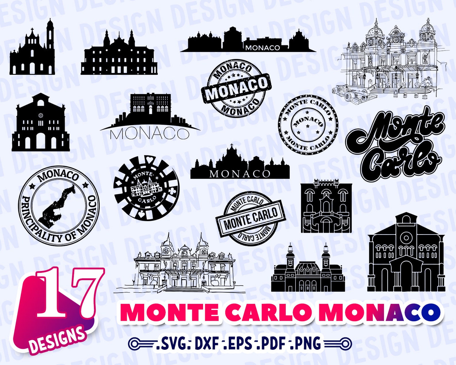 MONTE CARLO SVG Monaco Svg Monte Carlo Skyline Svg Vacation | Etsy