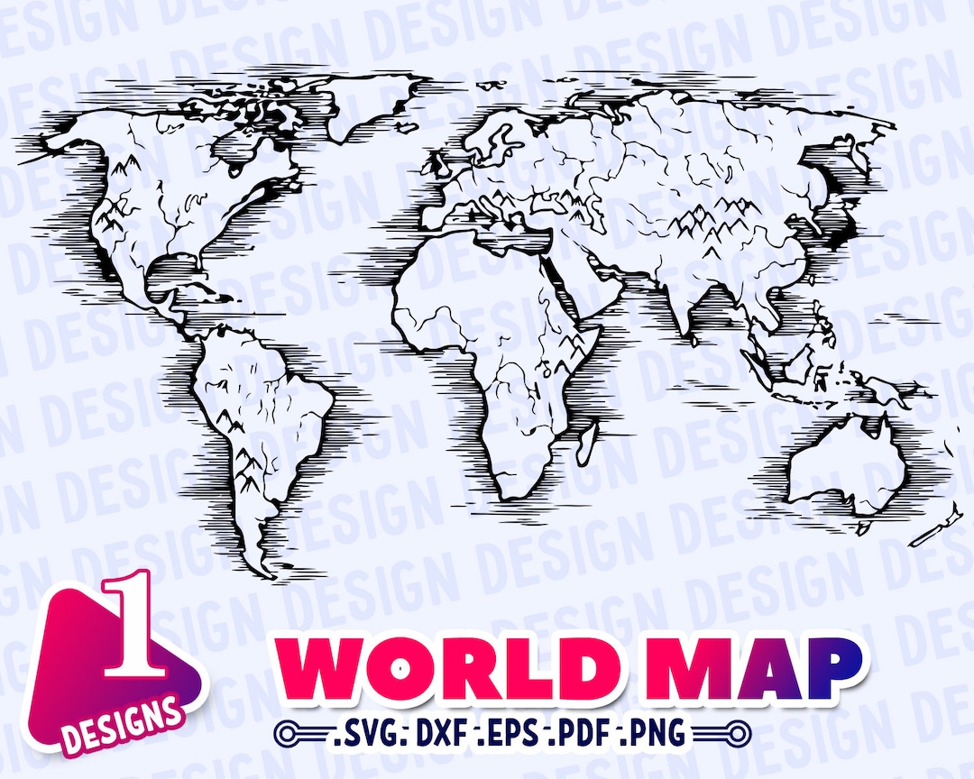 MAP SVG, World Map Clipart, World Svg, Travel Svg, World Map Print ...