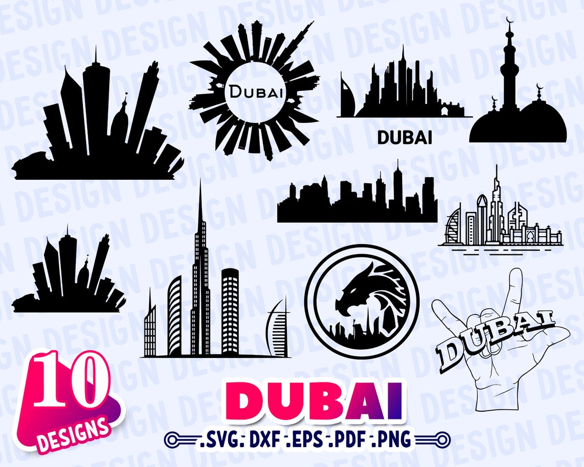 DUBAI SVG, Uae Svg, Arab Svg, Burj Khalifa Svg, Dubai Cityscape Svg ...