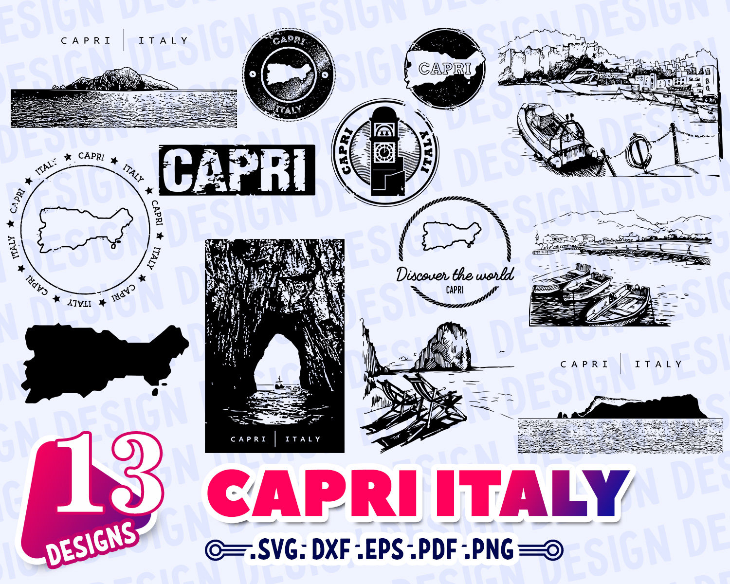 CAPRI ITALY SVG, Capri Map Silhouette, Vacation Clipart Svg, Travel Svg ...