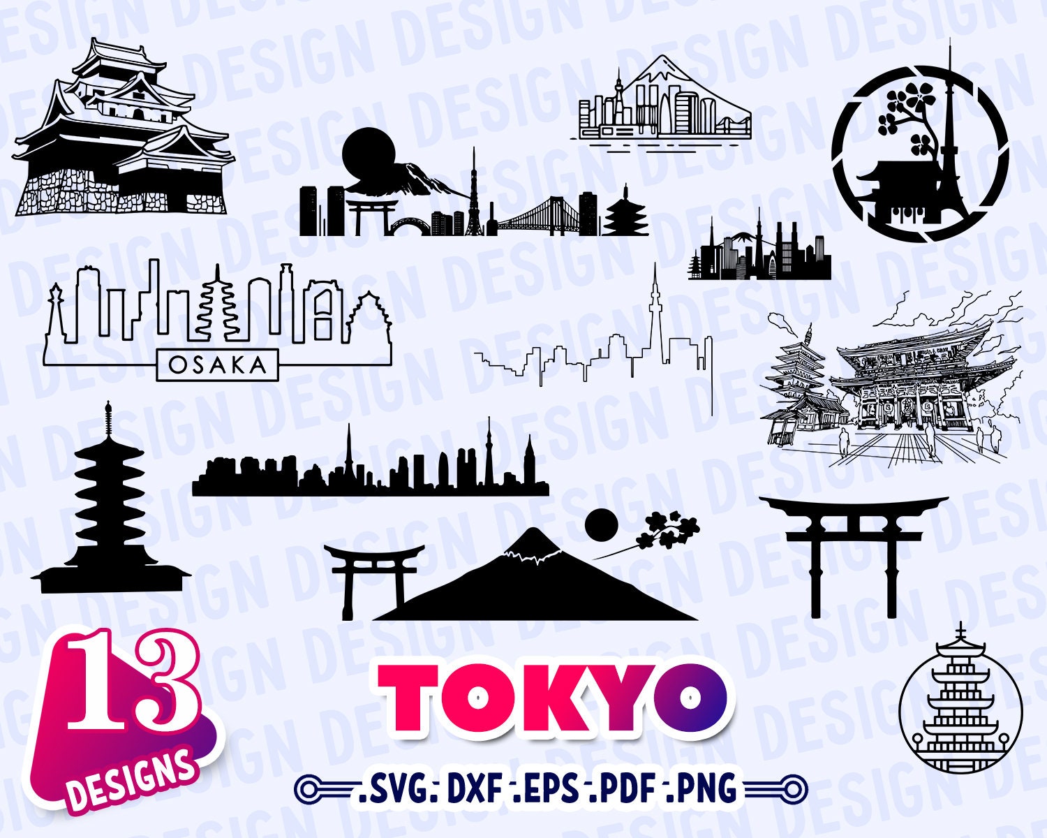 TOKYO CITY SVG City Skyline Svg Japan Svg Fuji Svg Japan | Etsy