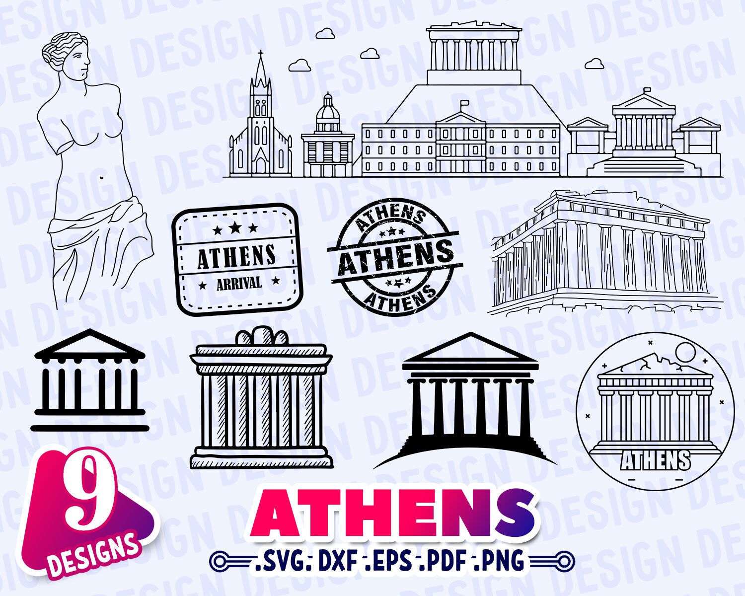 ATHENS SVG Grecia svg antigua capital svg acrópolis svg - Etsy España