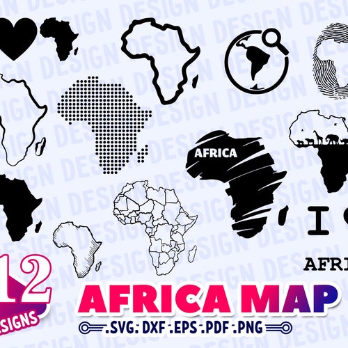 AFRICA MAP SVG Africa Continent Svg Africa Clipart Black - Etsy