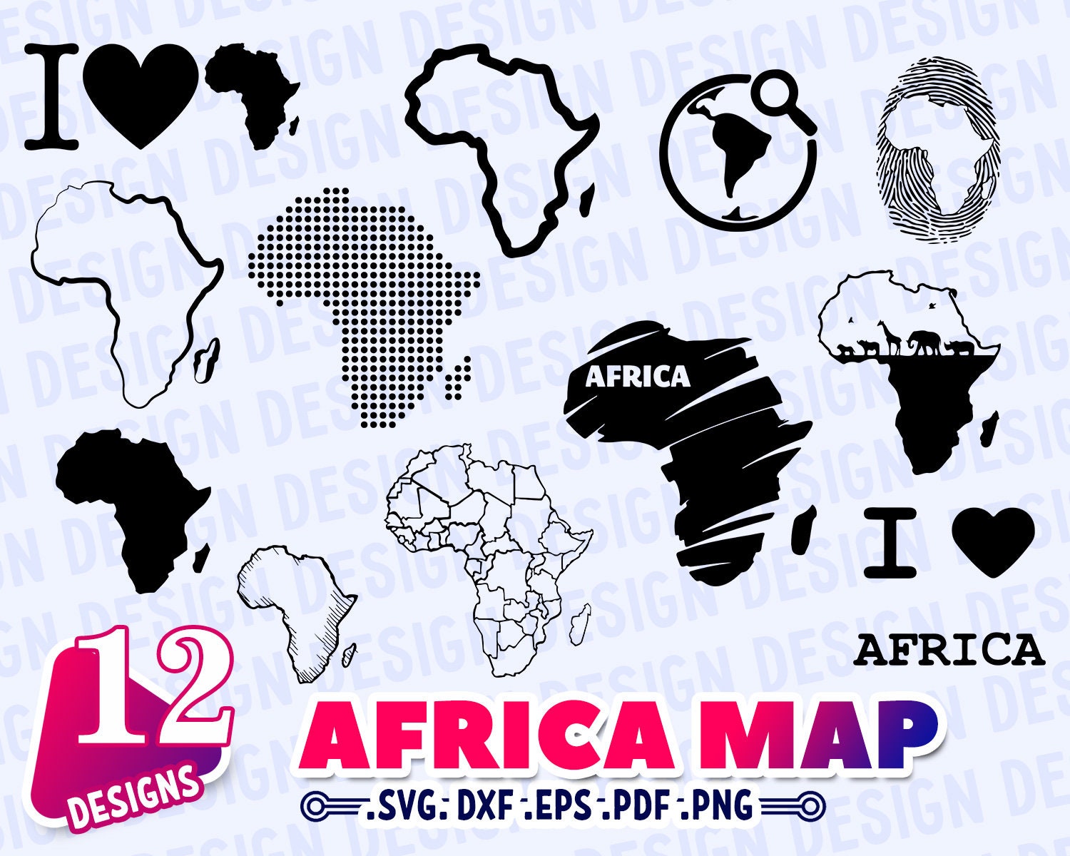 AFRICA MAP SVG Africa Continent Svg Africa Clipart Black | Etsy UK