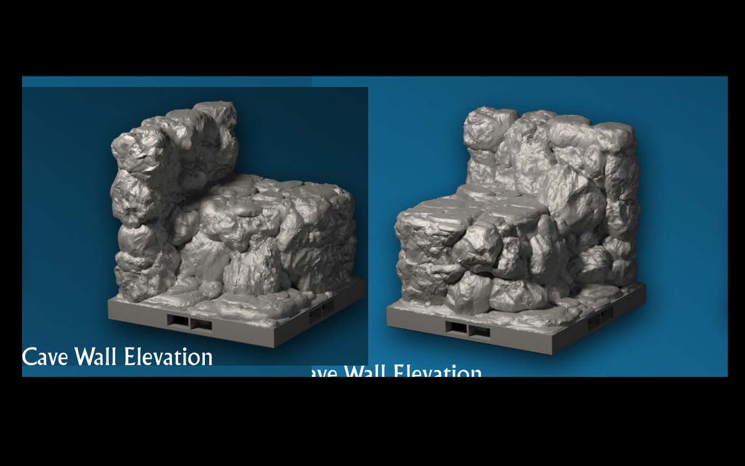 Cave Elevation Wall End left/right 3D Printed Terrain Terrain Fat ...