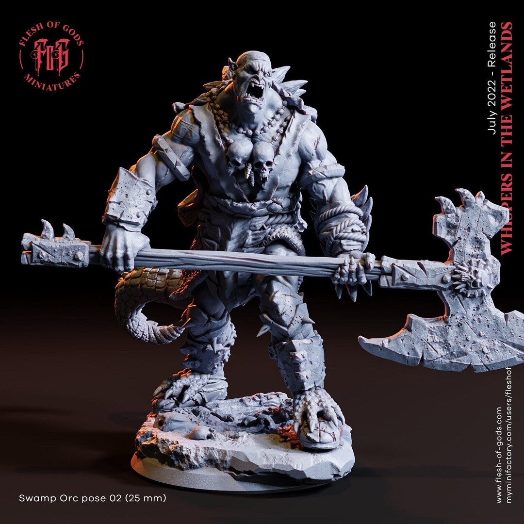 Swamp Orc 02 monster 32mm Tabletop Fantasy D&D Dungeons and Dragons ...