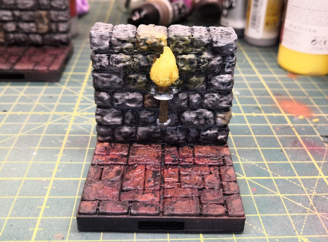 Castle Wall With Torch LED 3D Printed Terrain by Fat Dragon Games ...