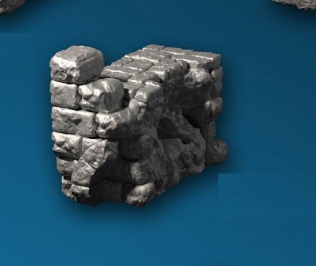 Castle Outer Wall Destroyed Topper Right Terrain Terrain for 28mm/32mm ...