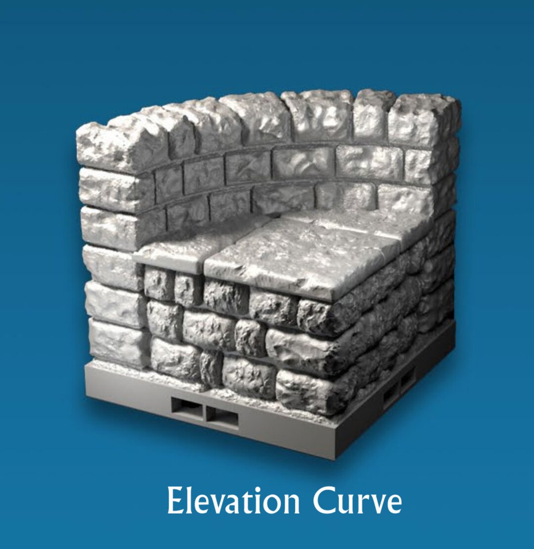 Dungeon Elevation With Round Wall 3D Printed Terrain Terrain Fat Dragon ...