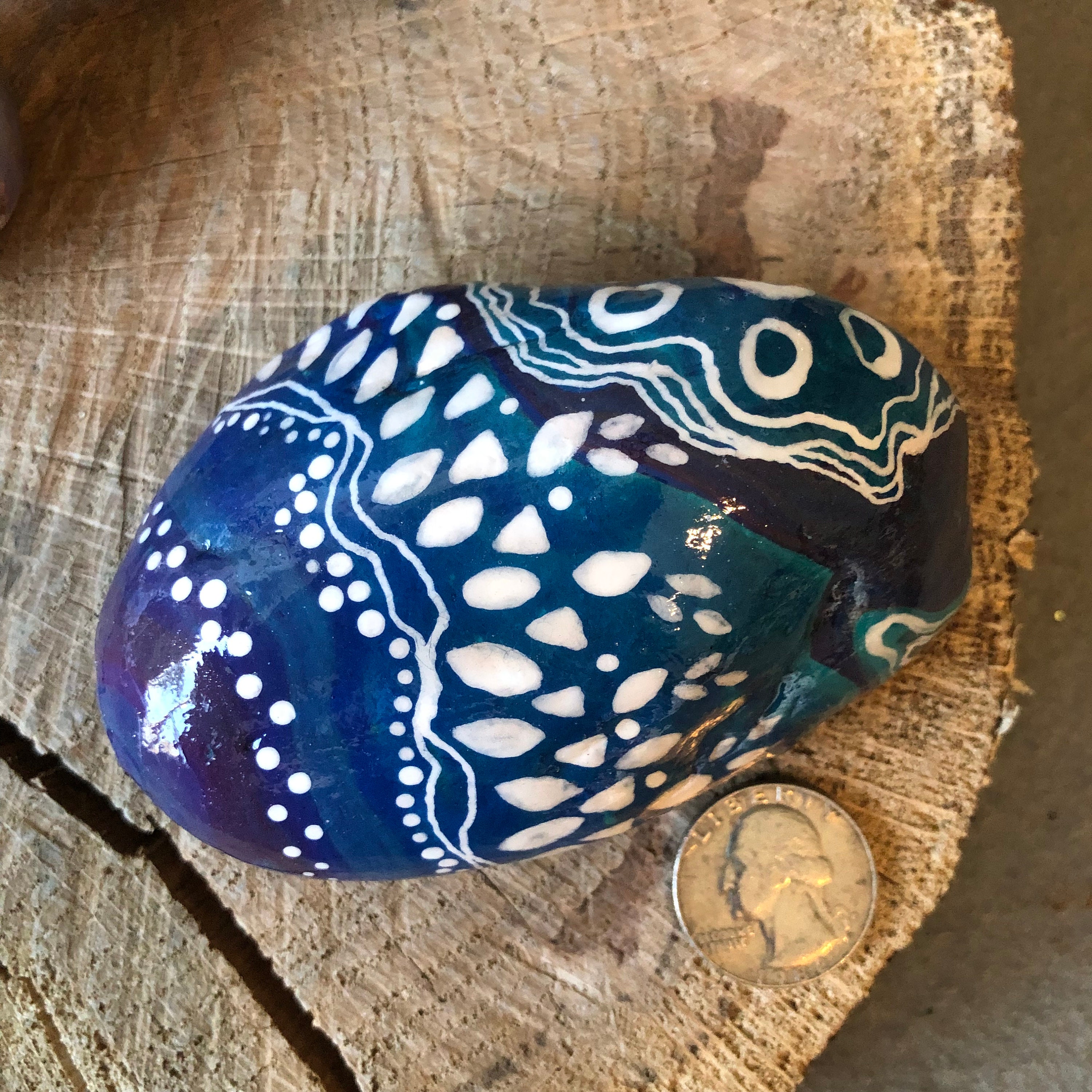 Large Painted Rocks. Nature Inspired Art, Original Blue Art Decoration ...