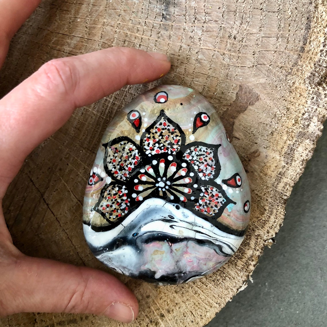 Hand Painted Rocks Abstract Mandala Painted Rocks for Home - Etsy