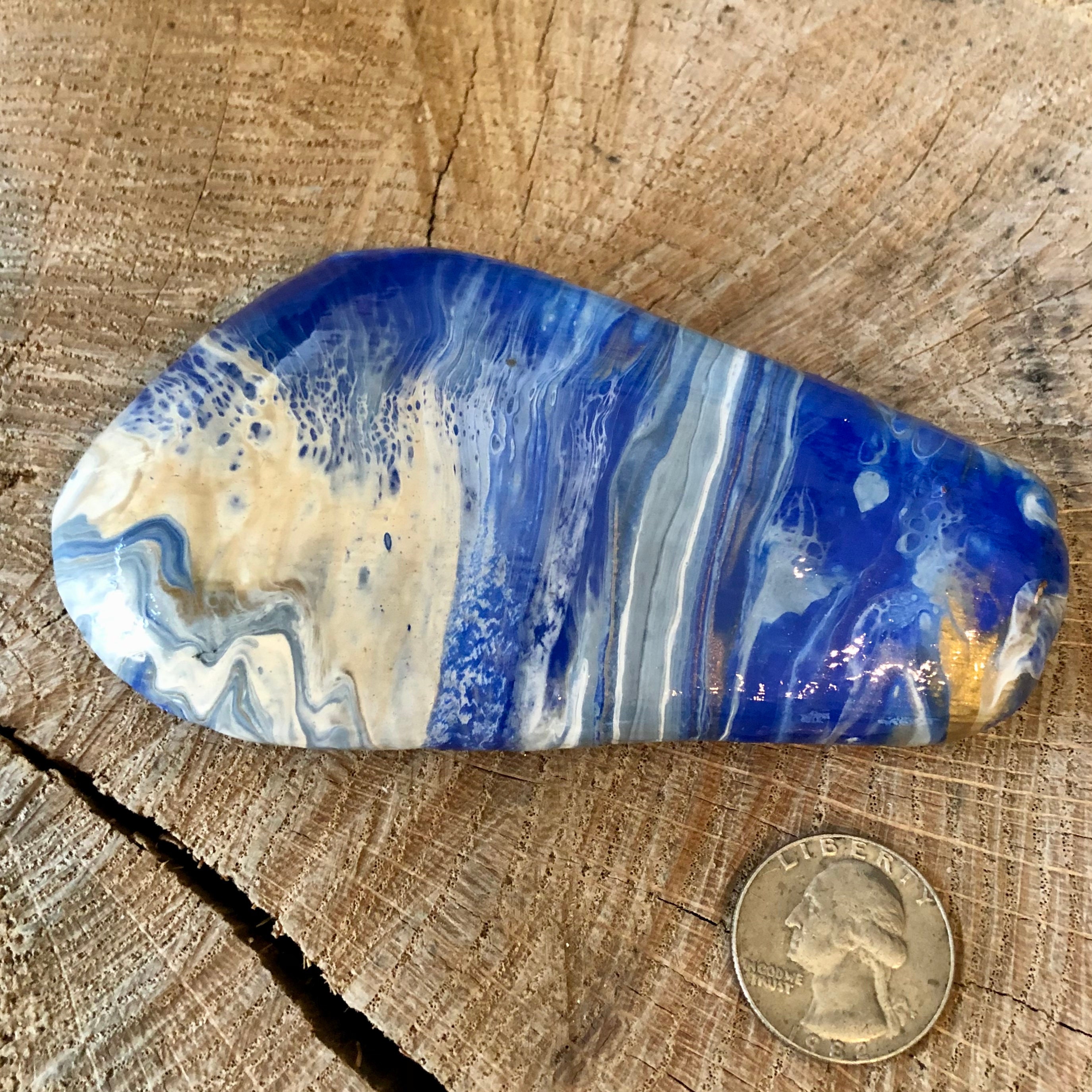 Paint Poured Rocks. Painted Rocks, Blue Decorative Rocks in Assorted ...