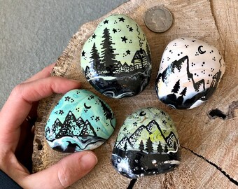 Hand Painted Rocks Outdoors Lover Gift Mountain Home Decor - Etsy