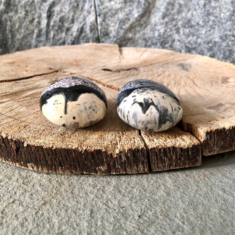 Hand Painted Rocks. Sun & Moon Original Rock Art. Display on - Etsy