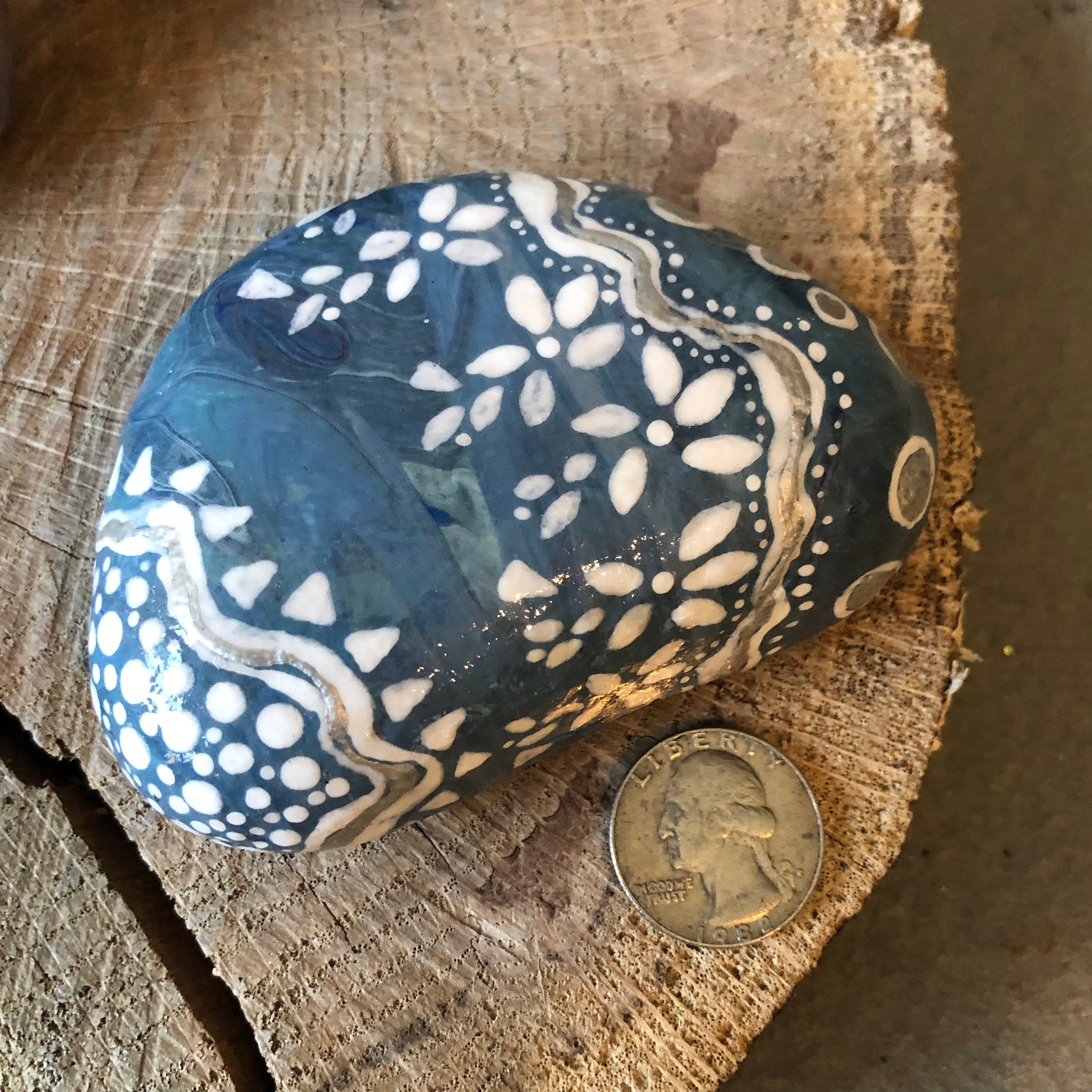 Large Painted Rocks. Nature Inspired Art, Original Blue Art Decoration ...