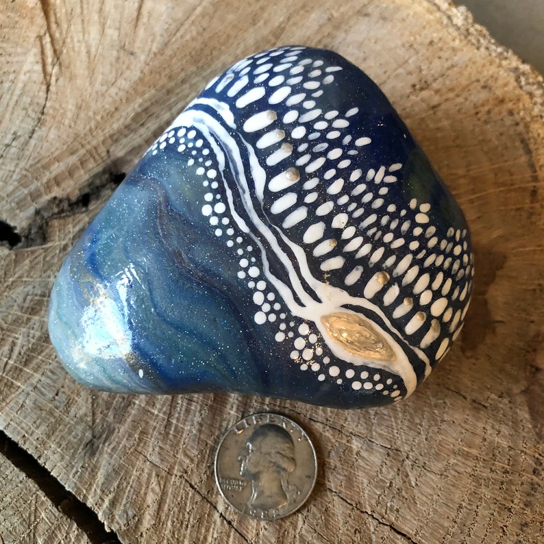 Large Painted Rocks. Nature Inspired Art Original Blue Art - Etsy