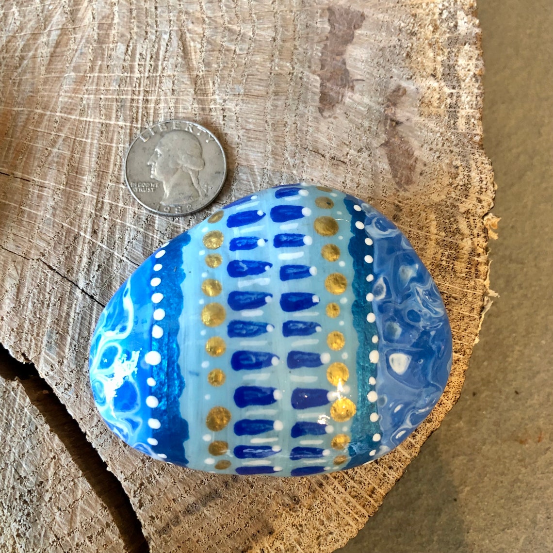 Paint Poured Rocks. Painted Rocks Blue Decorative Rocks in - Etsy