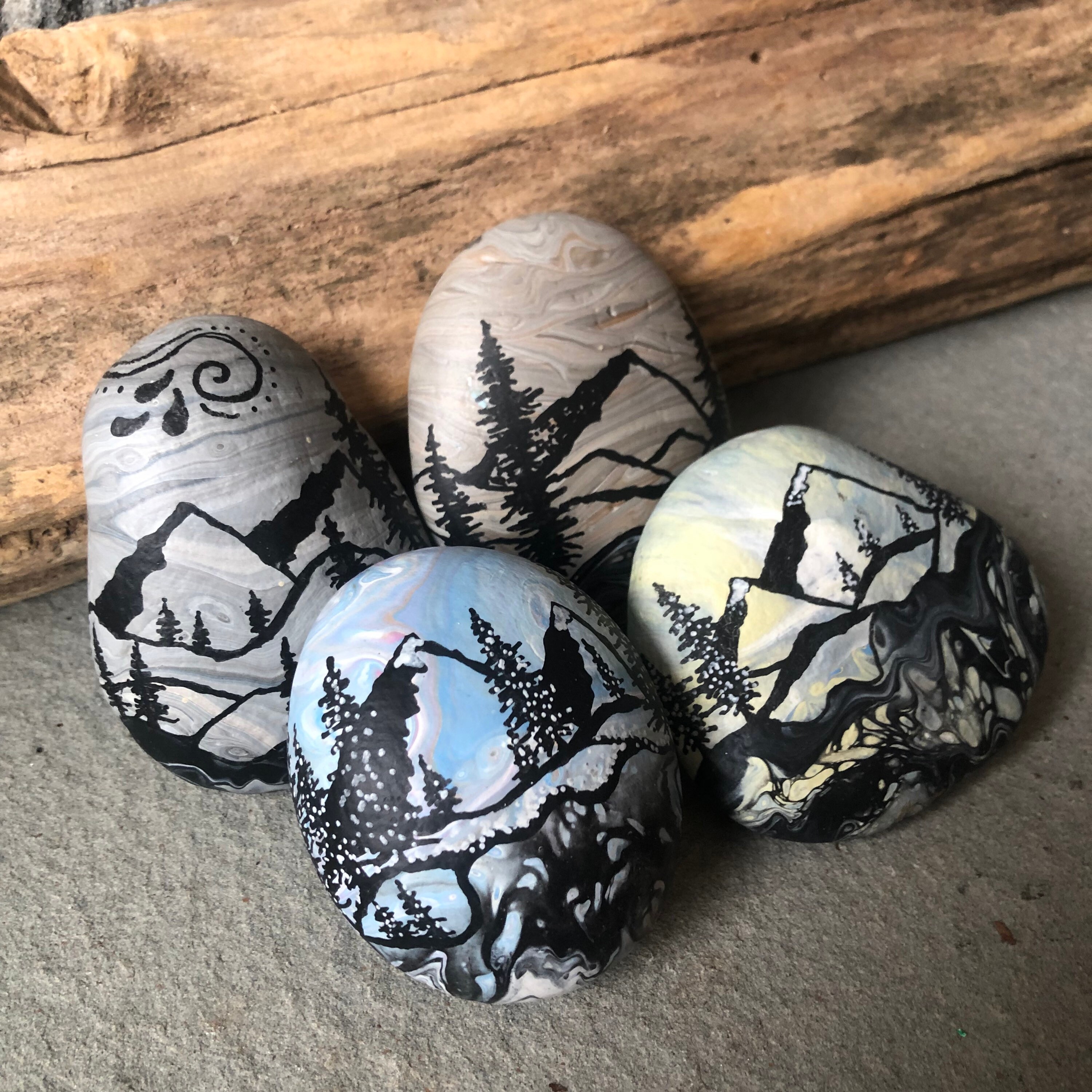 Hand Painted Rocks, Outdoors Lover Gift, Mountain Home Decor, Nature ...