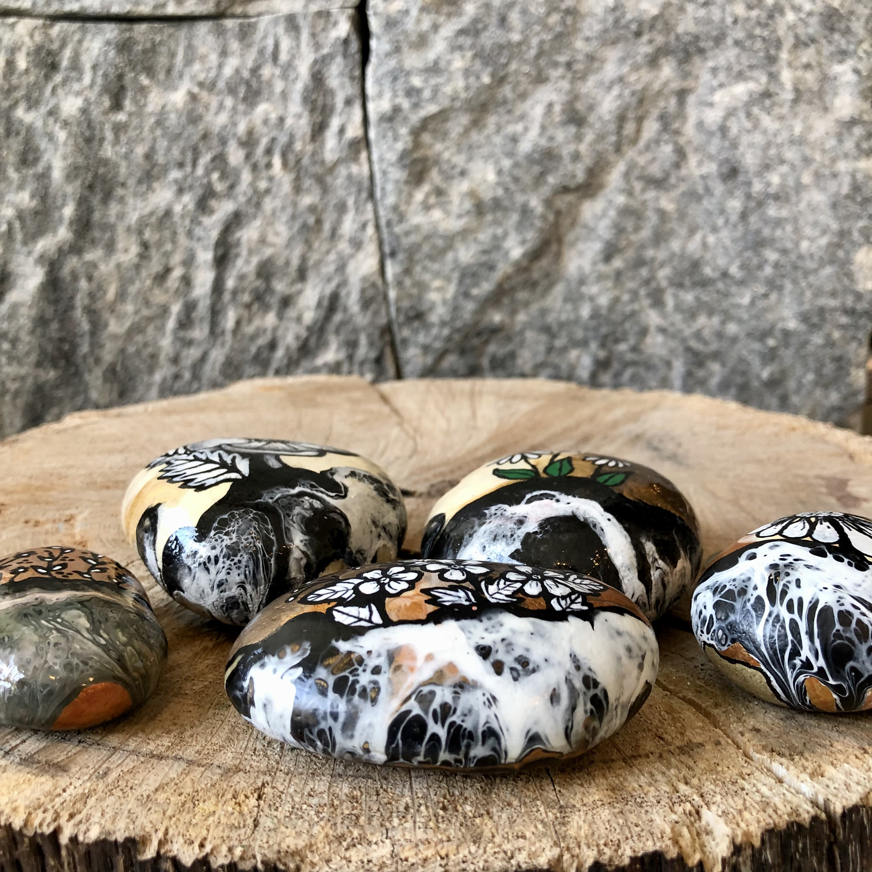 Hand Painted Rocks Sold Individually. Flower Painted Rocks for Home ...