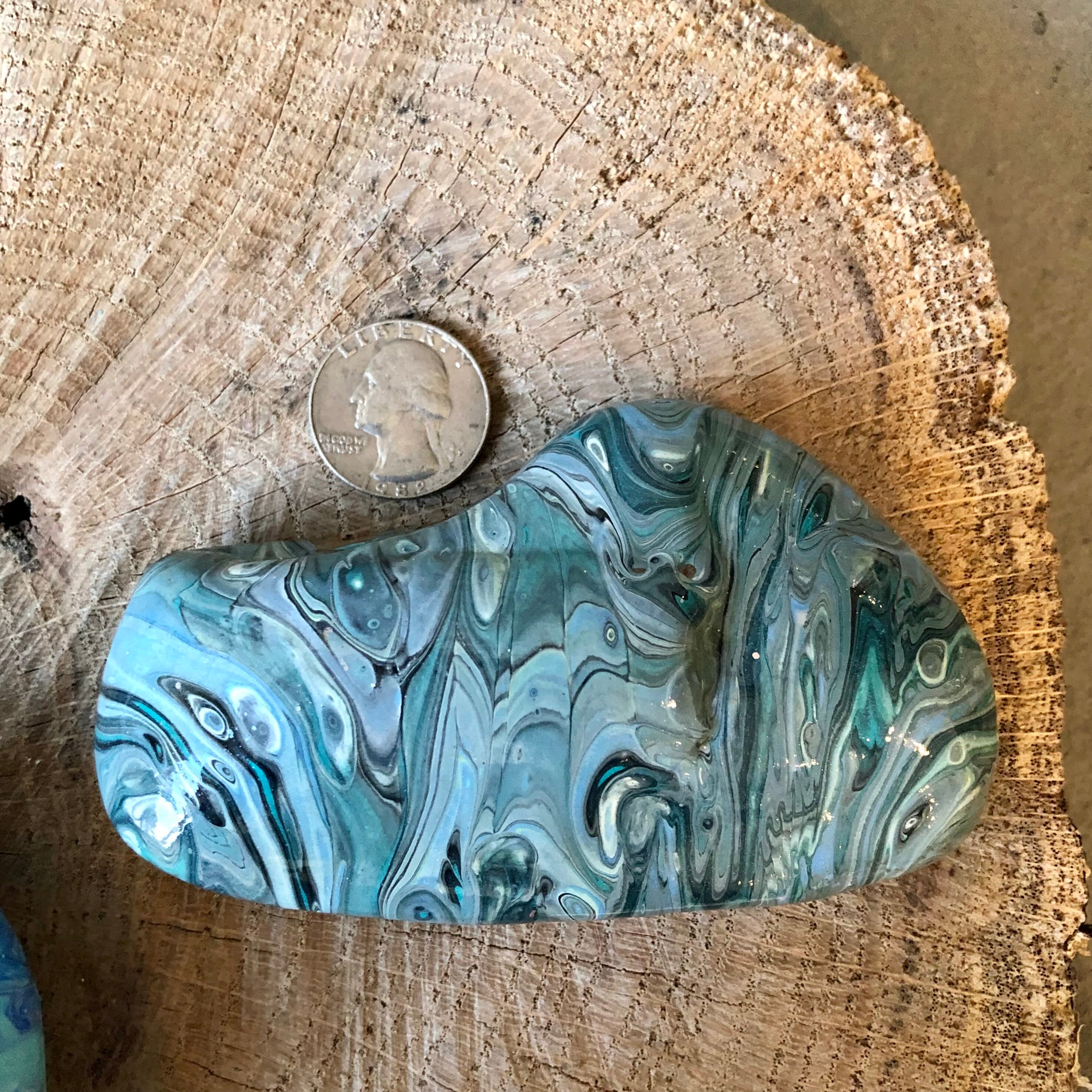 Paint Poured Rocks. Painted Rocks, Blue Decorative Rocks in Assorted ...