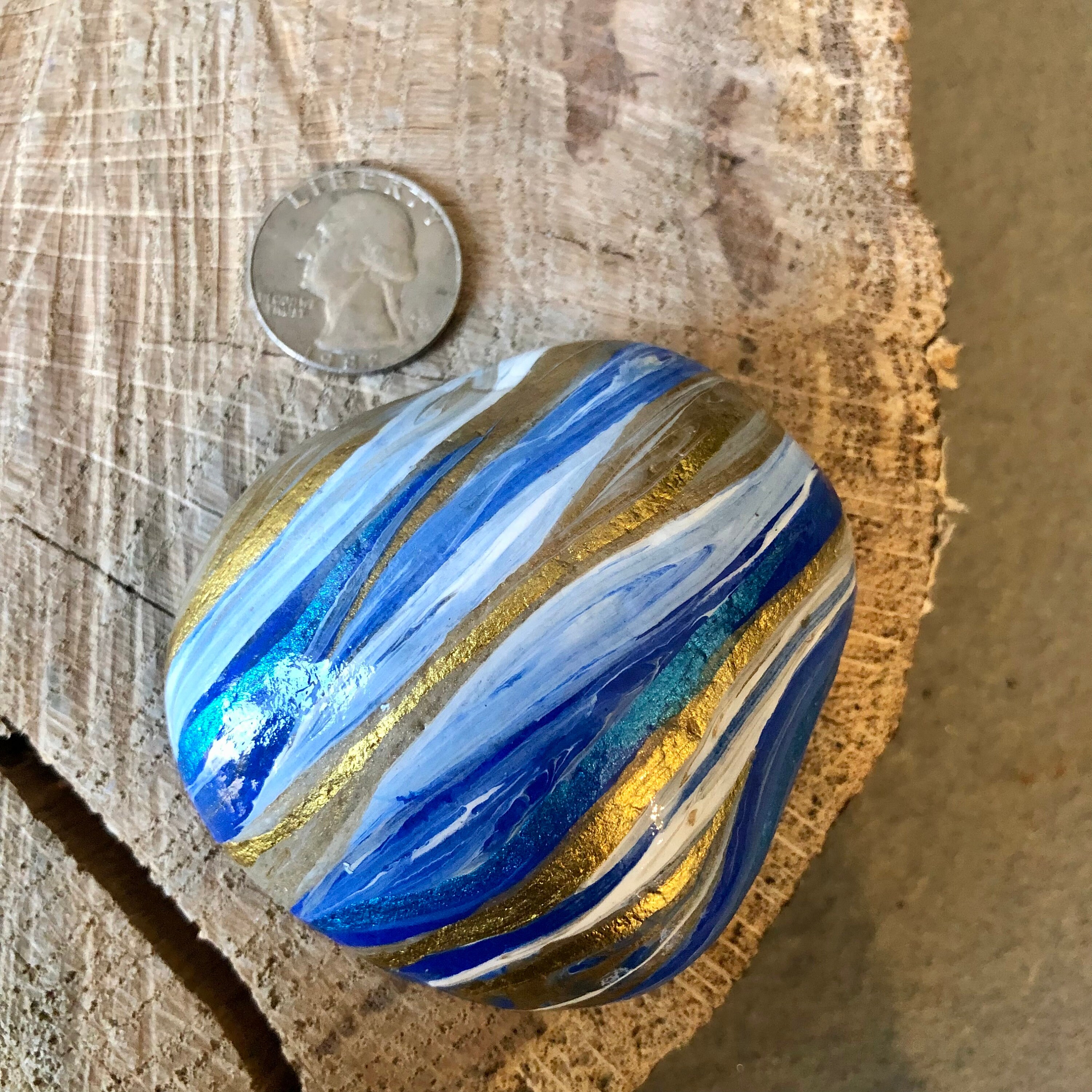 Paint Poured Rocks. Painted Rocks, Blue Decorative Rocks in Assorted ...