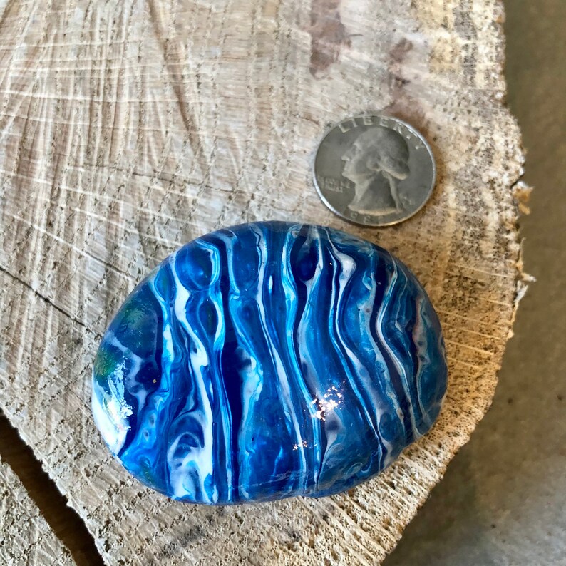 Paint Poured Rocks. Painted Rocks, Blue Decorative Rocks in Assorted ...