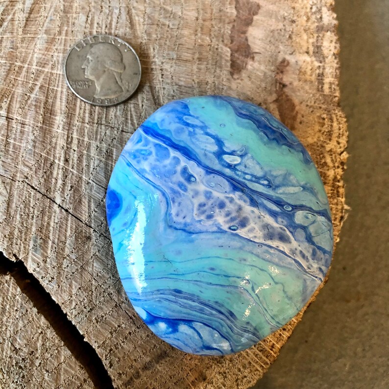 Paint Poured Rocks. Painted Rocks, Blue Decorative Rocks in Assorted ...