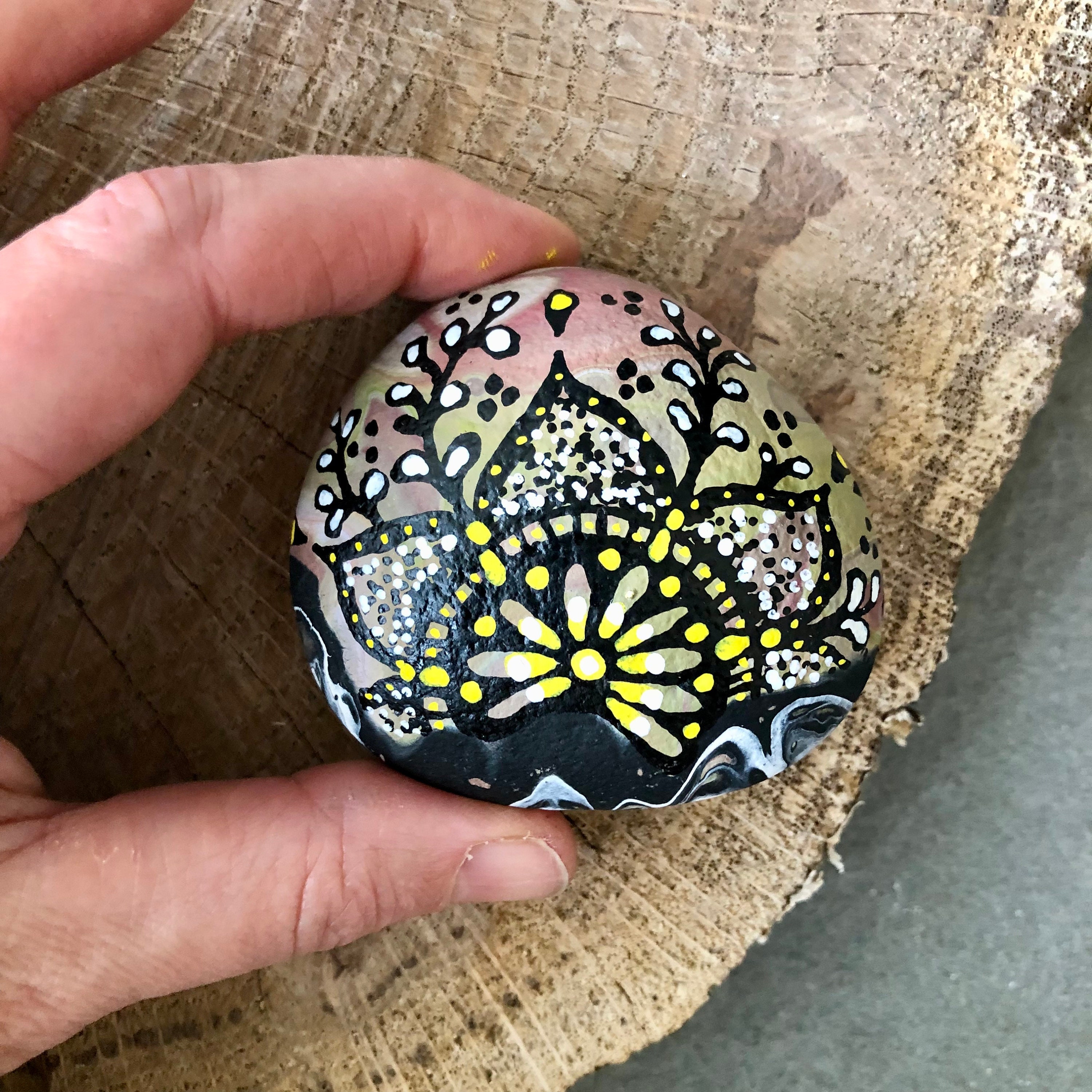 Hand Painted Rocks Abstract Mandala Painted Rocks for Home - Etsy