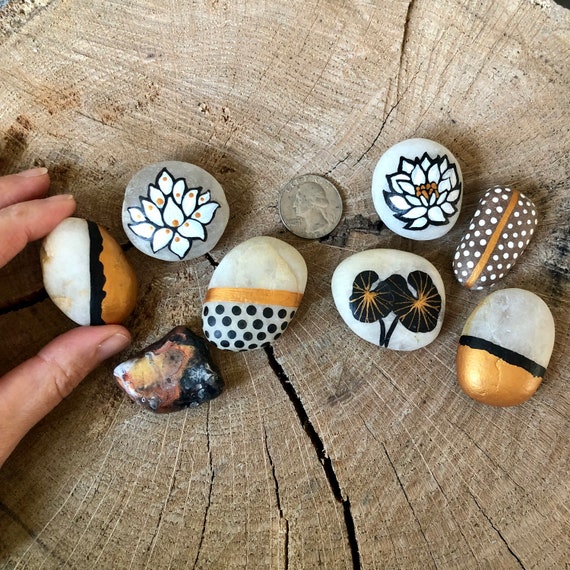 Lotus Painted Rocks: Lotus Flower Handmade Gift Handmade | Etsy