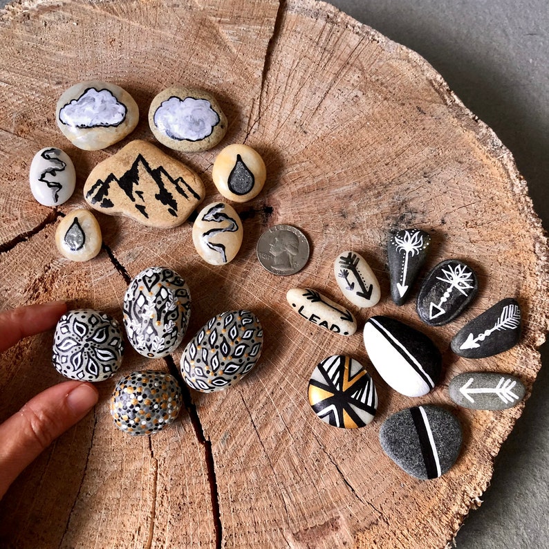 Assorted Hand Painted Rocks for Home Decor, Nature Inspired Art ...