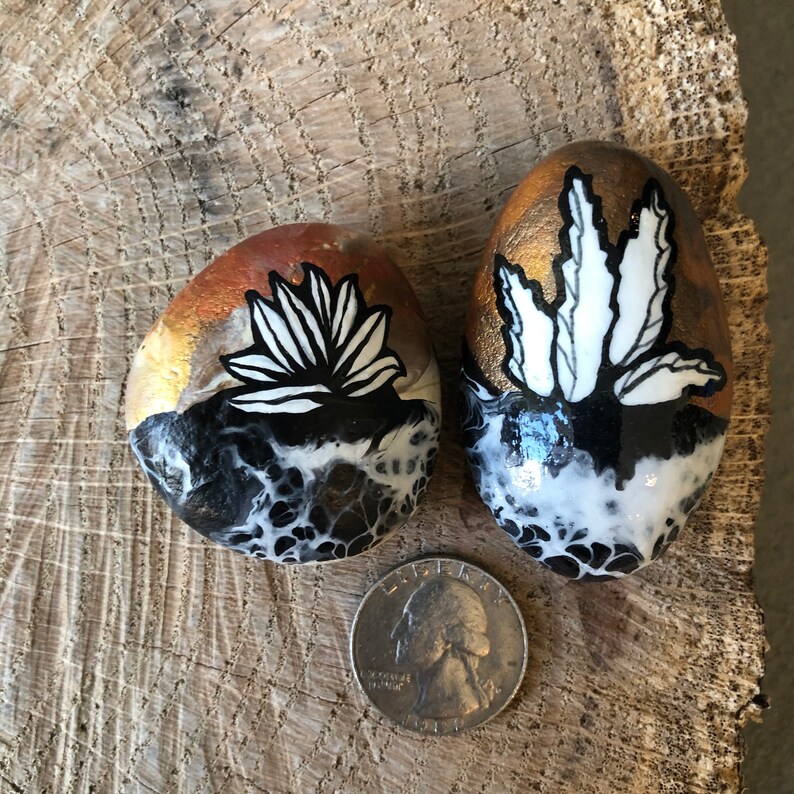 Small Hand Painted Rocks. Original, Nature Inspired Artwork for Home ...