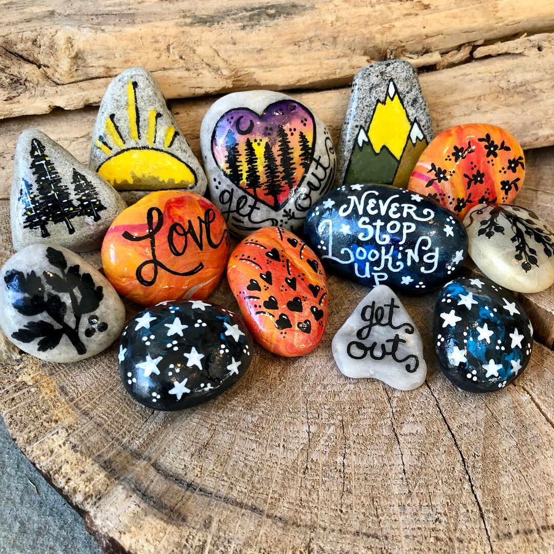 Hand Painted Rocks, Assorted Selection of Painted Stones, Sold as ...